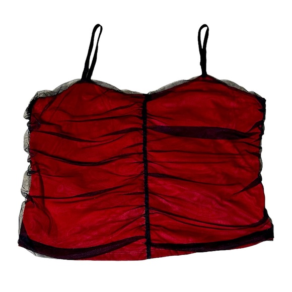 torrid | Tops | Vintage Torrid Sleeveless Red Tank Top Black Mesh Fairy ...